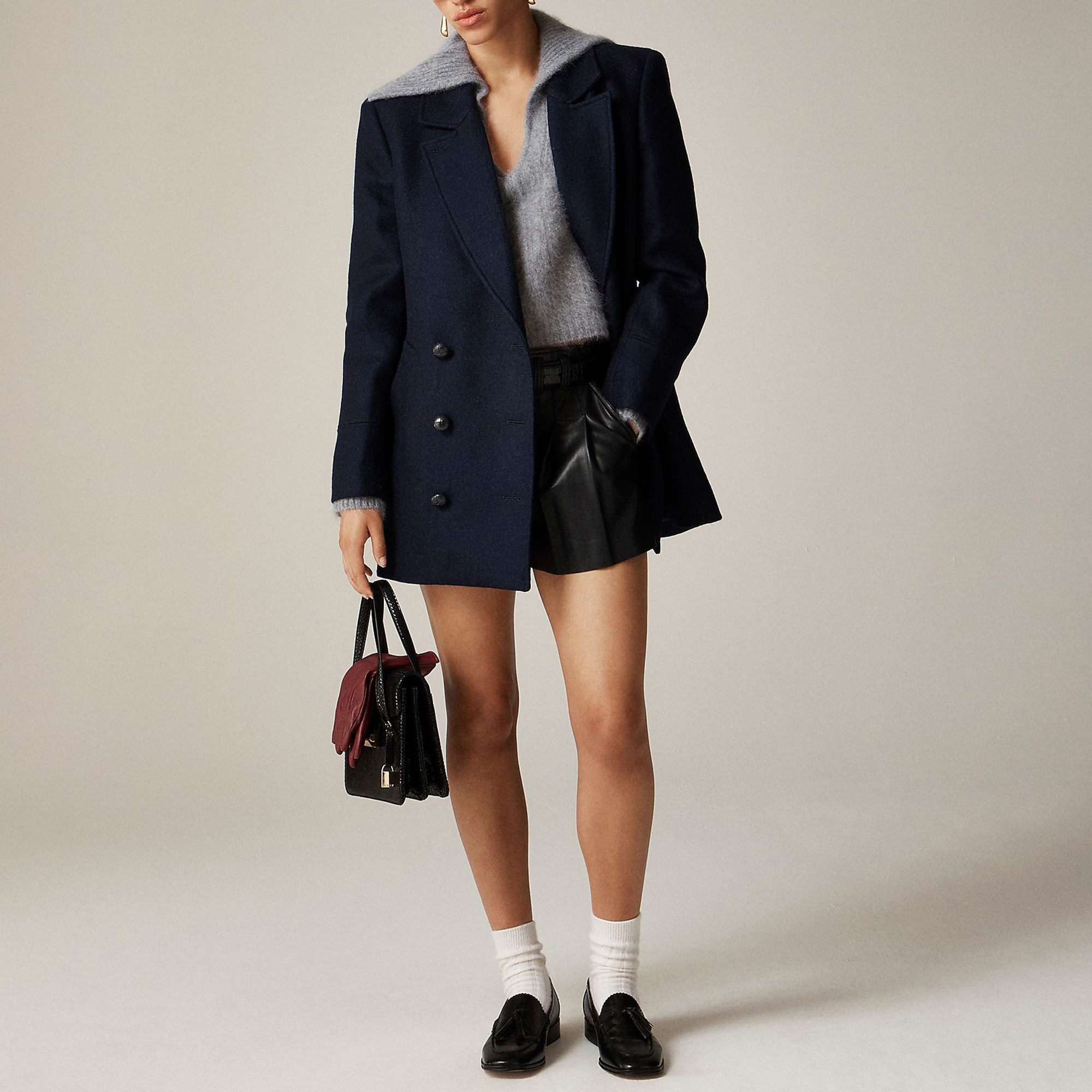 Peacoat Wool-Blend Melton Jackets - TISELLEH