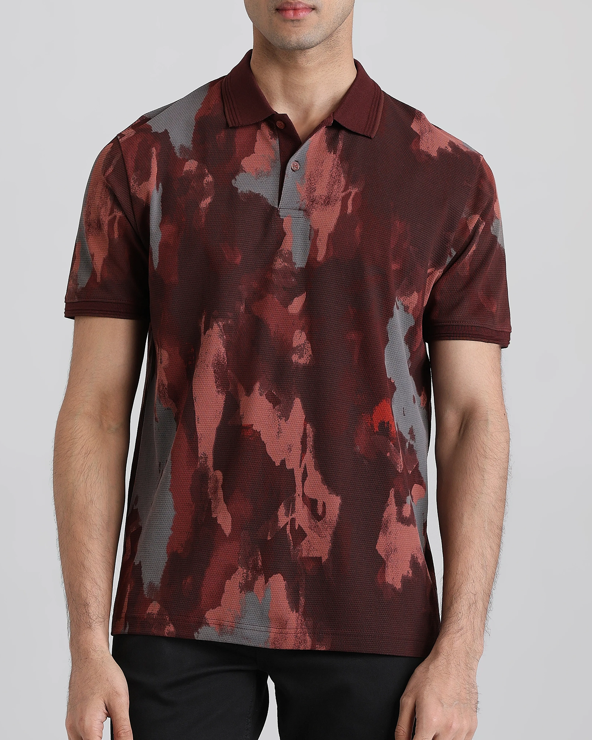 Retro nostalgia Abstract Rust Polo Shirt - JORALLA