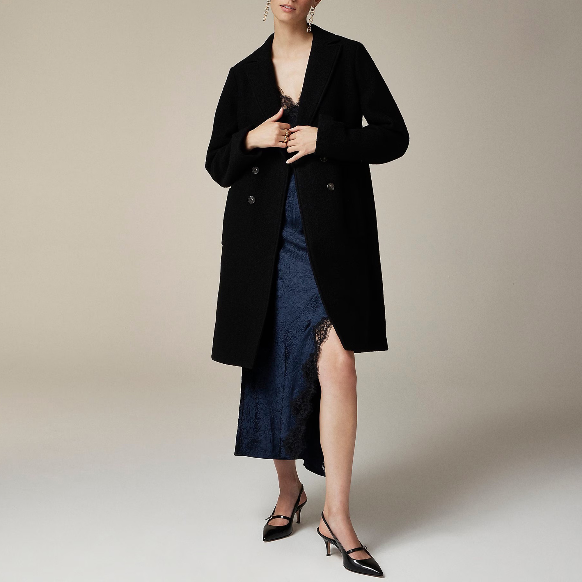 Double-Breasted Topcoat Wool Coats - TISELLEH