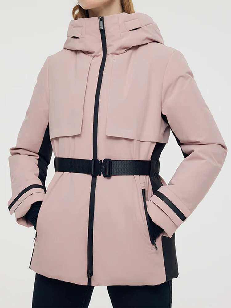 Hooded Goose Down Ski Jacket With Belt - khipp